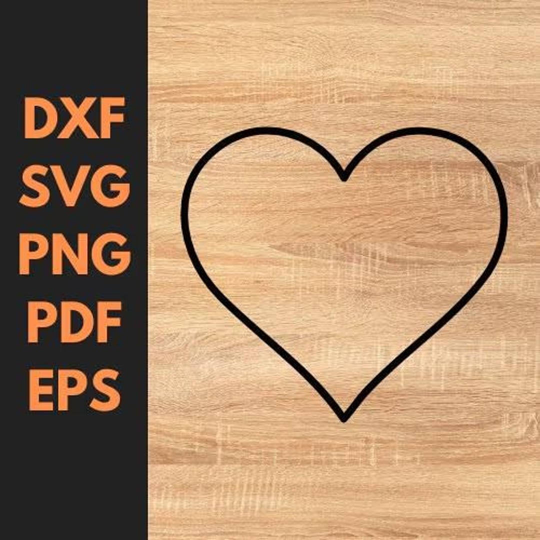 Heart Outline Svg Cut File PNG - DXF - SVG - Downloadable Digital File ...