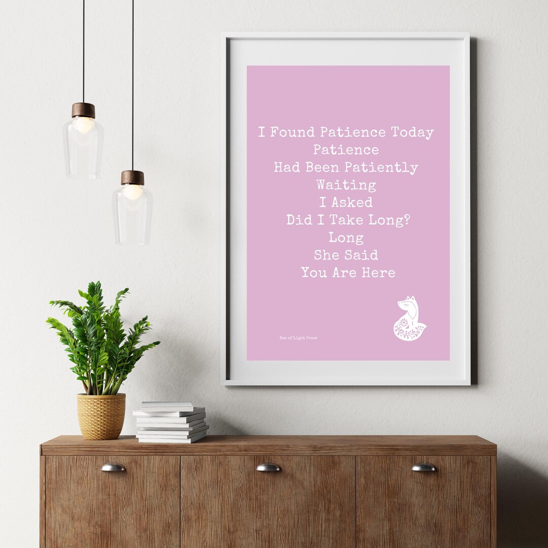 Patience Wall Art, Quote, Office Room Decor, Inspirational Quote ...