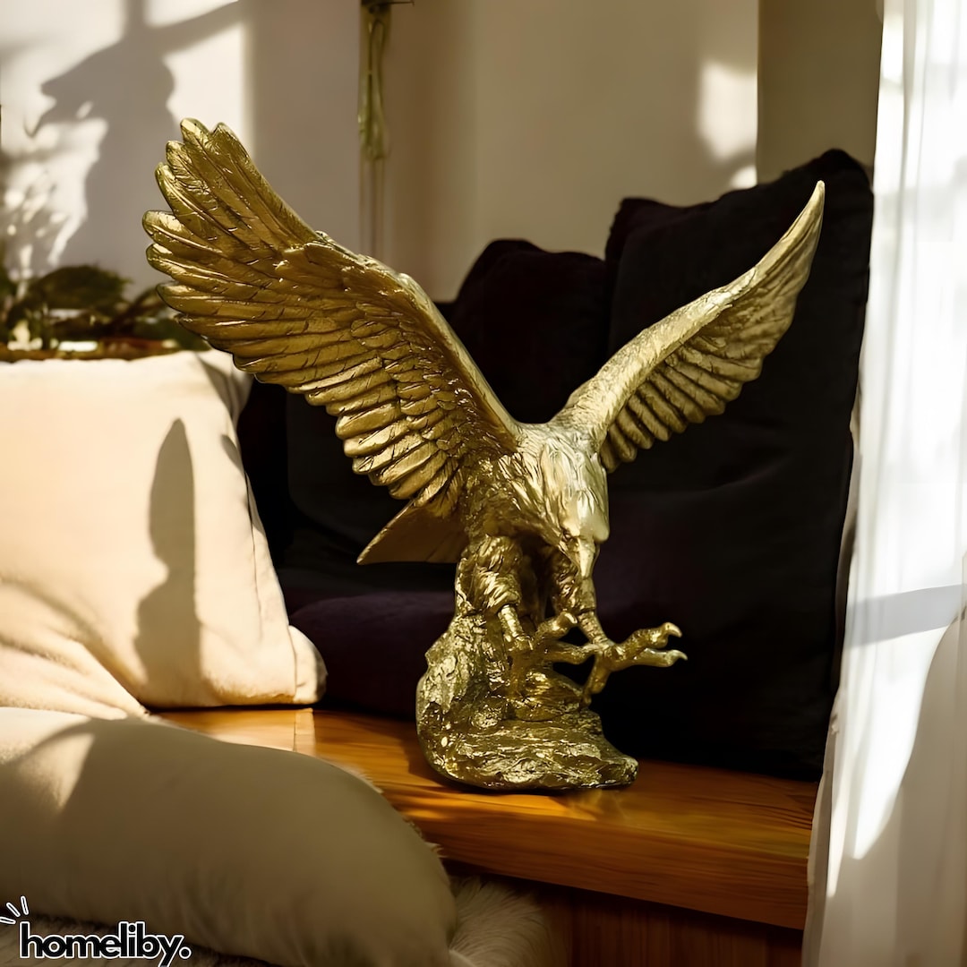 Vintage Golden Eagle Statue, American Eagle Sculpture for Home ...