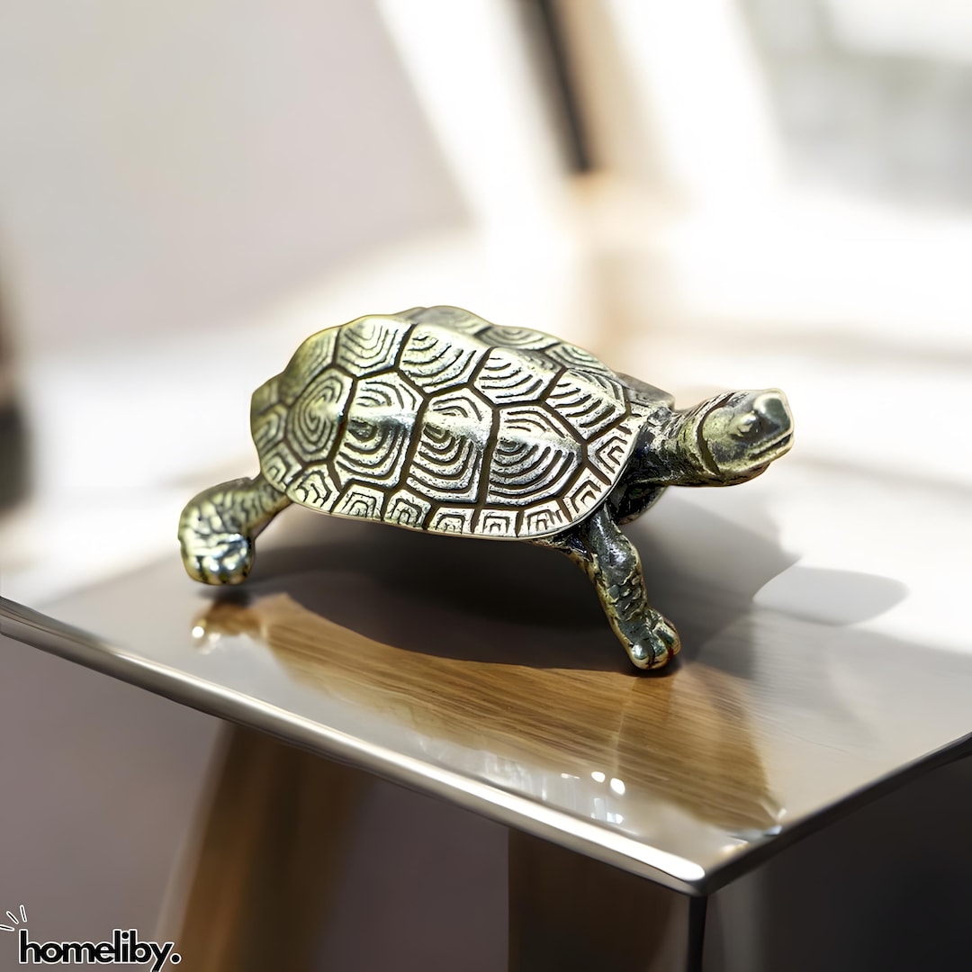 Vintage Solid Brass Turtle Statue, Pure Copper Turtle Figurine, Brass ...