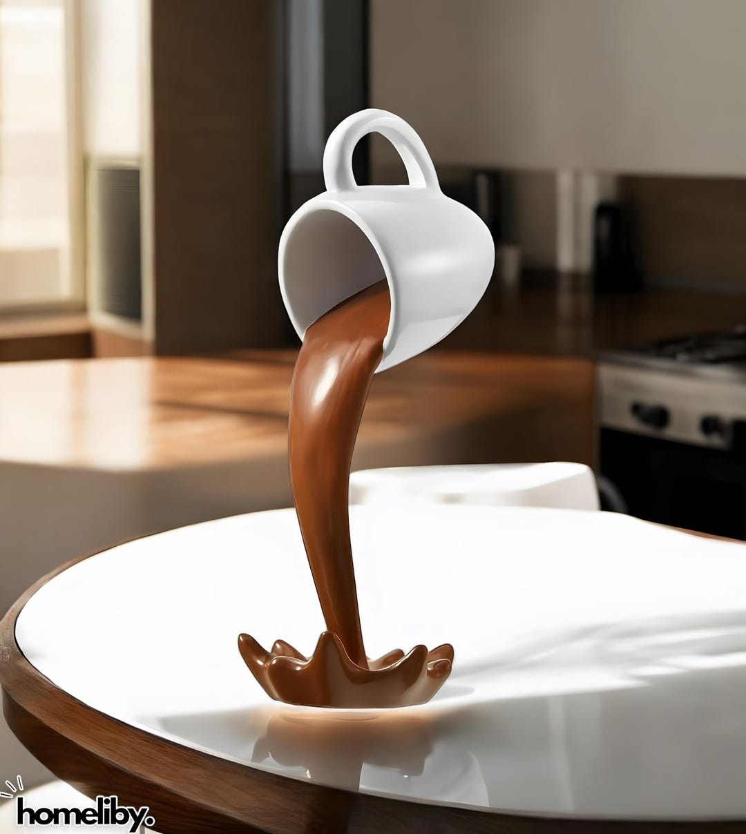 3D Printed Spilling Coffee/tea, Gravity-defying Liquid Sculpture ...