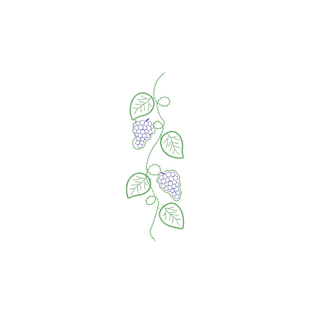 Grapes and Vine Leaves Embroidery Design, Wine Motif, Fruit Machine ...