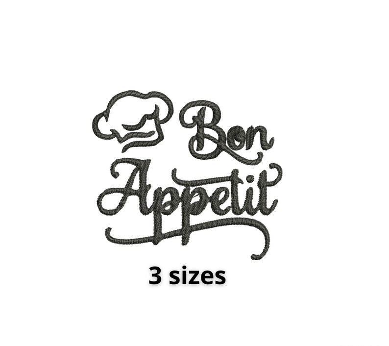 Bon Appetit Kitchen Machine Embroidery Design Chef's Hat Kitchen ...