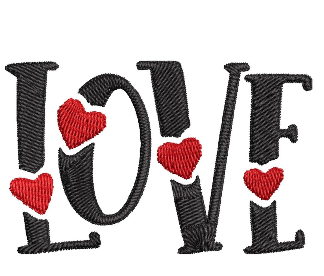 Love Embroidery Design Pattern Love Embroidery Design-3 Sizes- Love ...