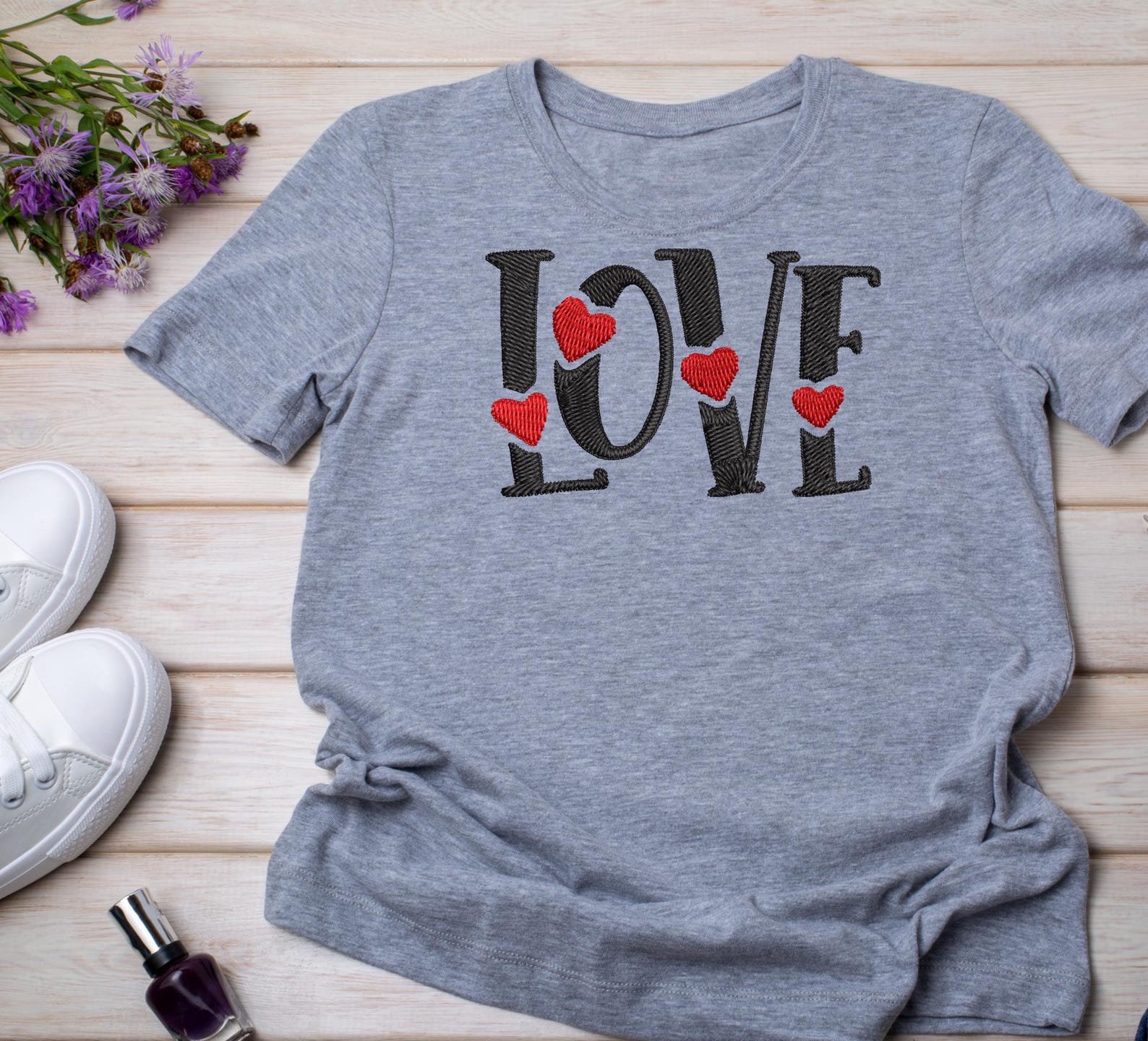 Love Embroidery Design Pattern Love Embroidery Design-3 Sizes- Love ...