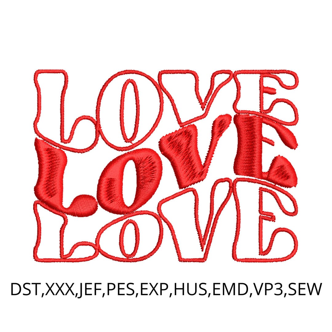 Love Embroidery Design-4 Sizes-love Word Embroidery Designs Machine ...