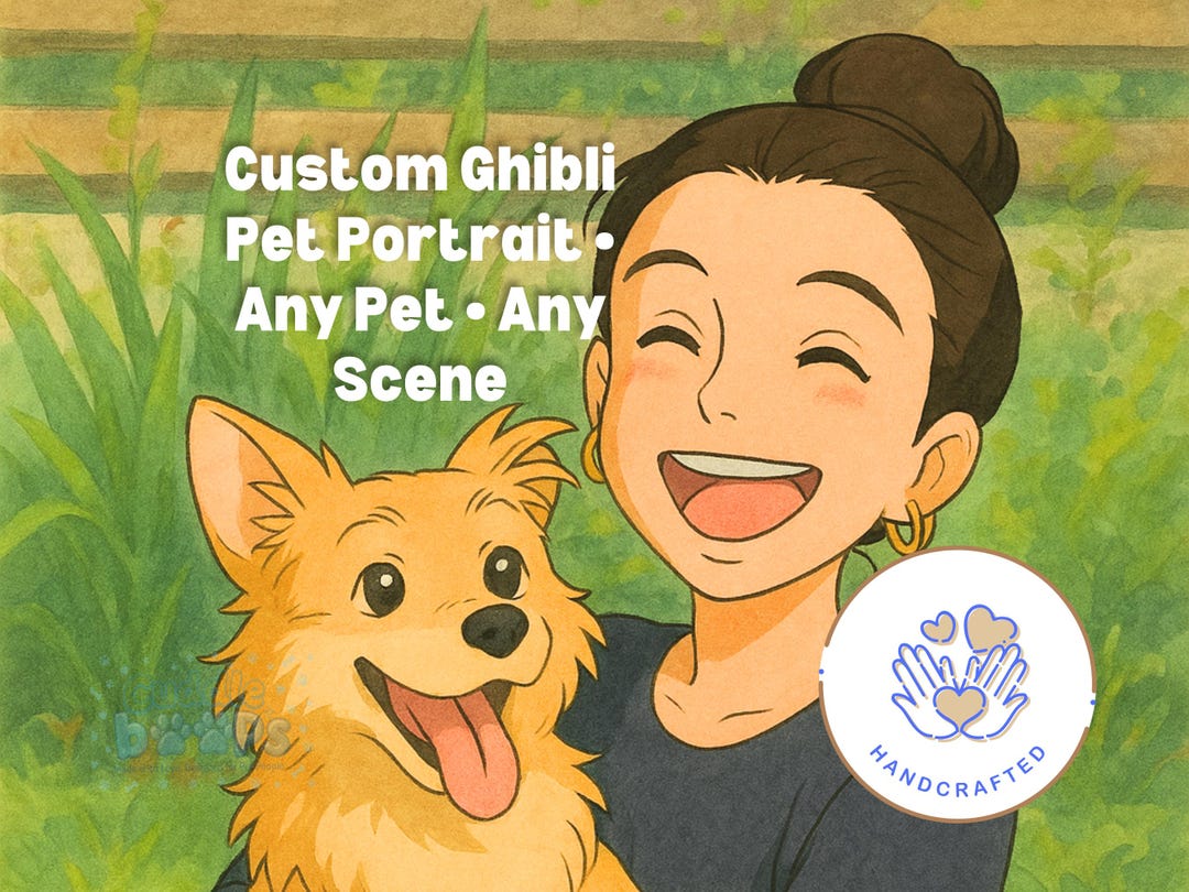 Custom Pet Portrait, Ghibli Anime Style Art, Personalized Dog Cat ...