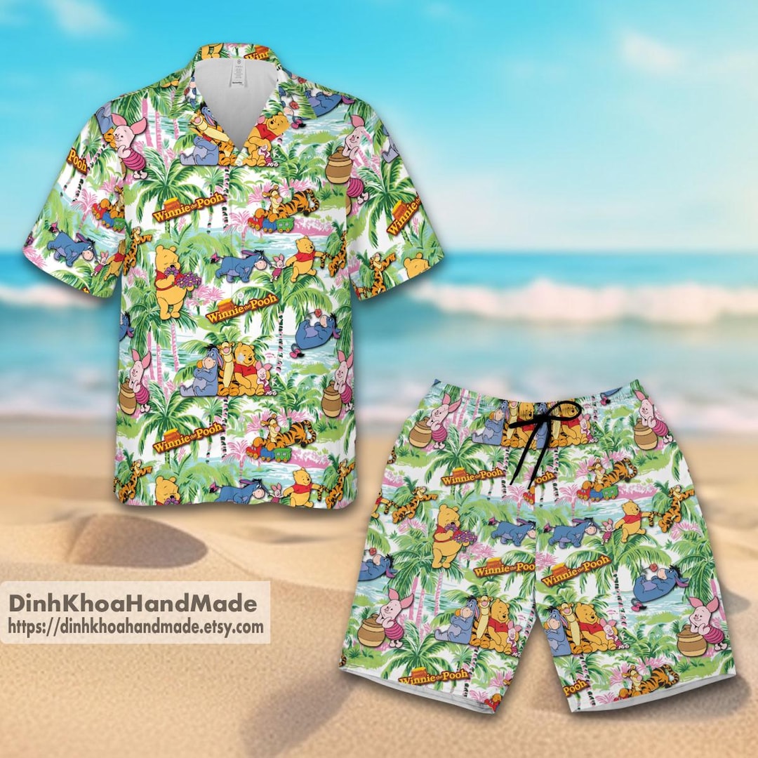 Winnie the Pooh Hawaiian Shirt, Pooh and Friends Hawaiian Shirt, Pooh ...