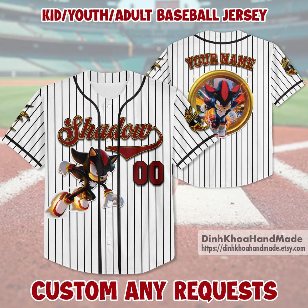 Personalize Shadow the Hedgehog Baseball Jersey, Personalized Number ...