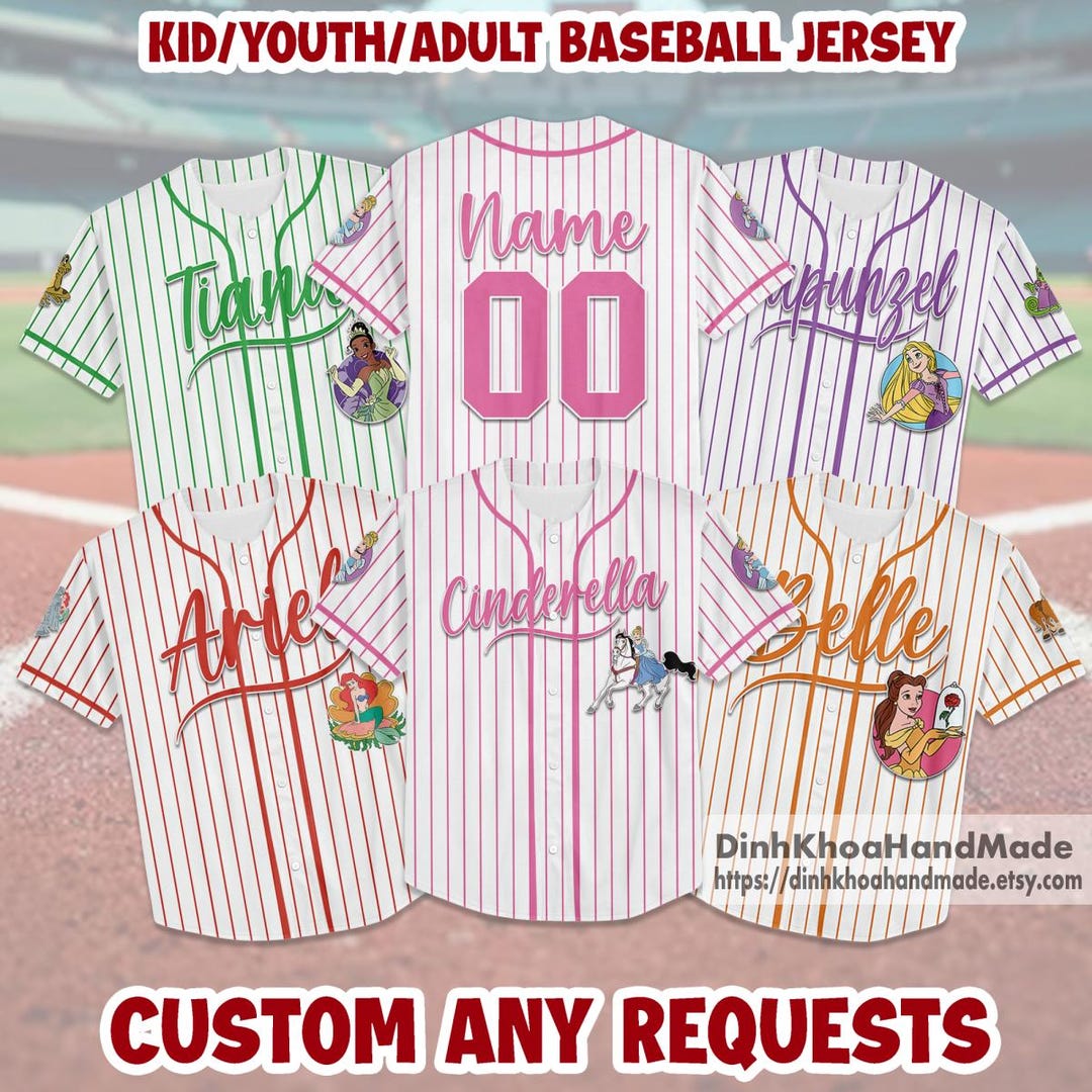 Personalized Disney Princess Baseball Jersey, Disney Princess Baseball ...