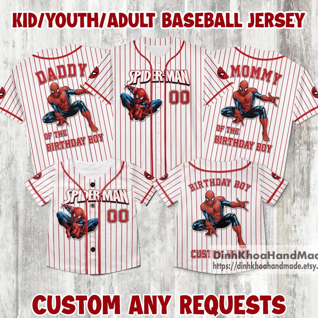 Personalized Spiderman Baseball Jersey, Custom Spiderman Birthday Boy ...