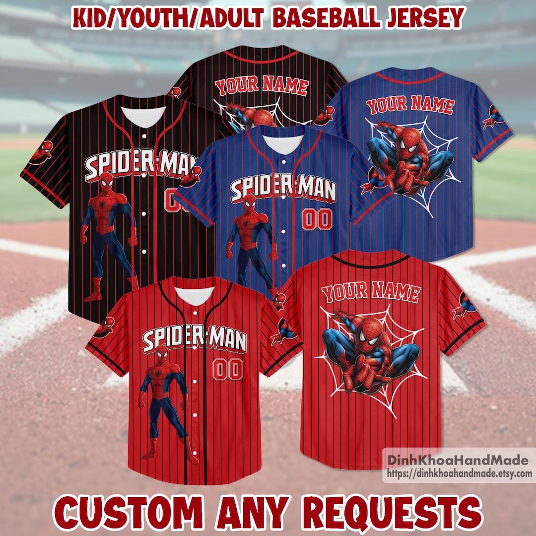 Custom Spiderman Collection Baseball Jersey, Custom Kid Youth Adult ...