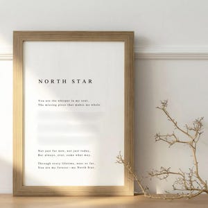North Star Love Poem Printable | 8 X 10 Wall Art | Romantic Wall Art ...