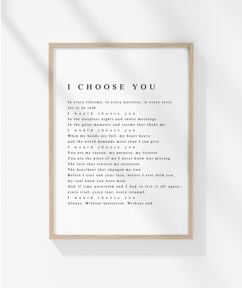I Choose You Poem Printable | 8x10 Wall Art for Mom & Baby ...