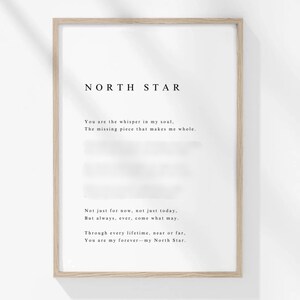 North Star Love Poem Printable | 8 X 10 Wall Art | Romantic Wall Art ...