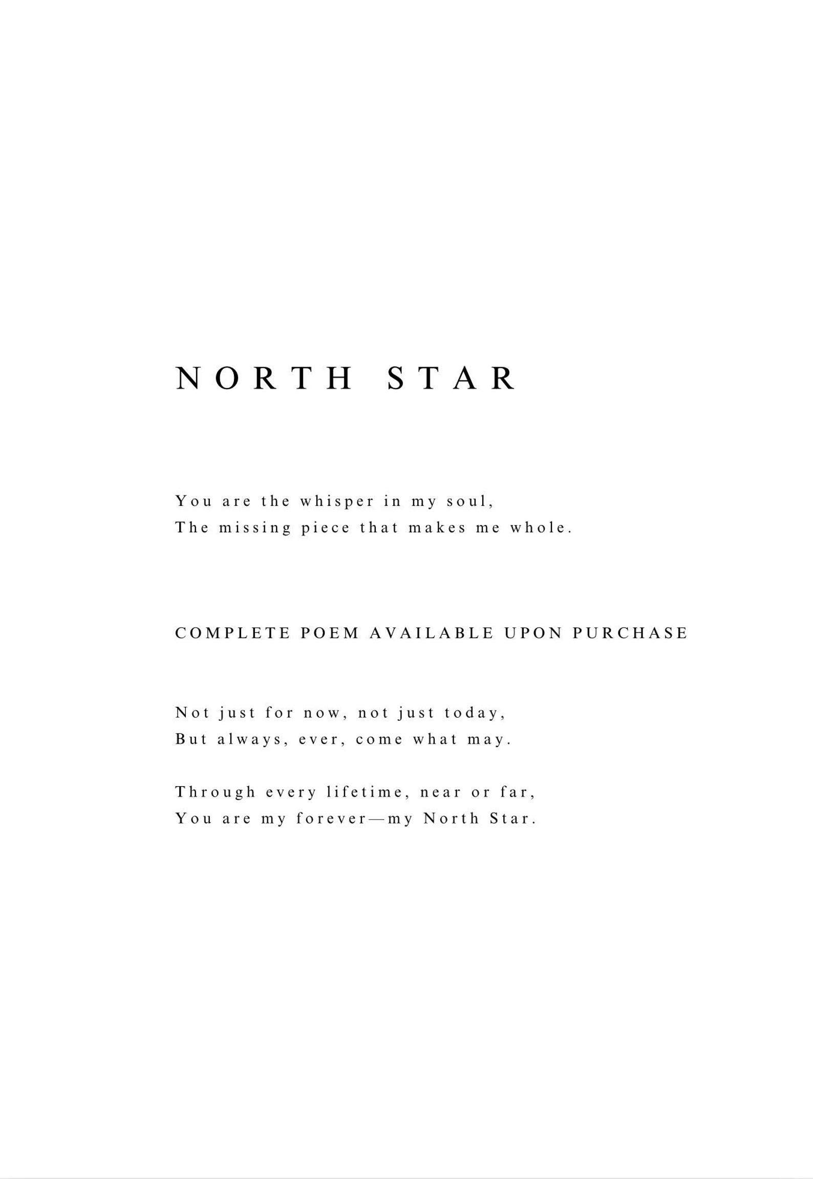 North Star Love Poem Printable | 8 X 10 Wall Art | Romantic Wall Art ...
