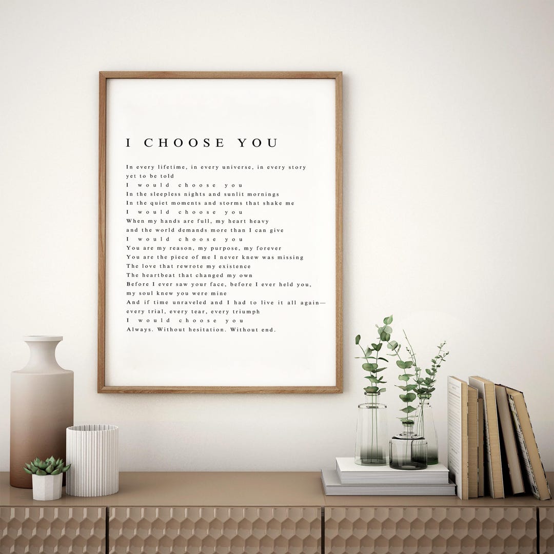 I Choose You Poem Printable | 8x10 Wall Art for Mom & Baby ...