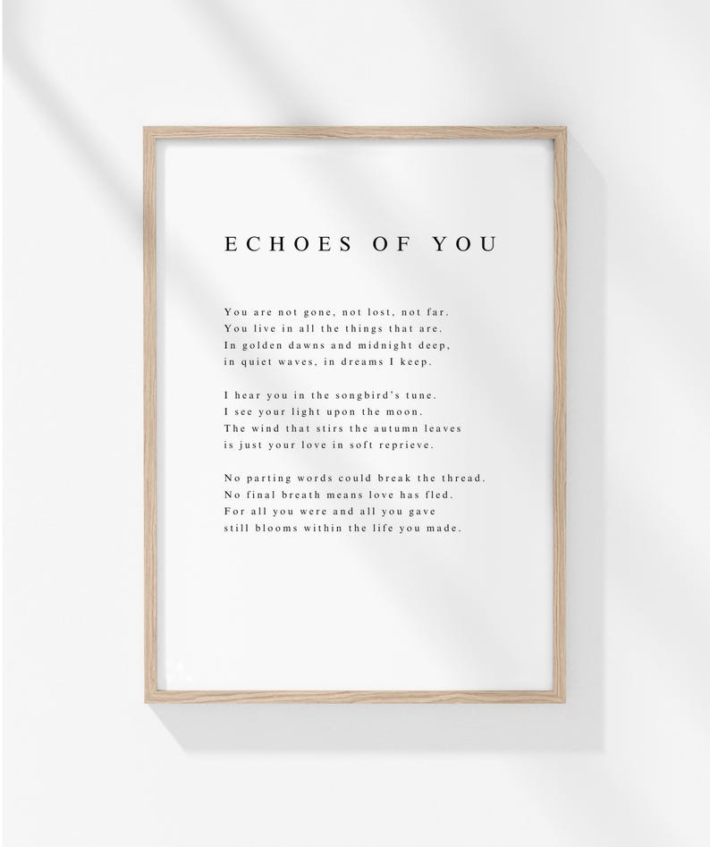 Echoes of You Grief Poem | 8x10 Print Wall Digital Download | Healing ...