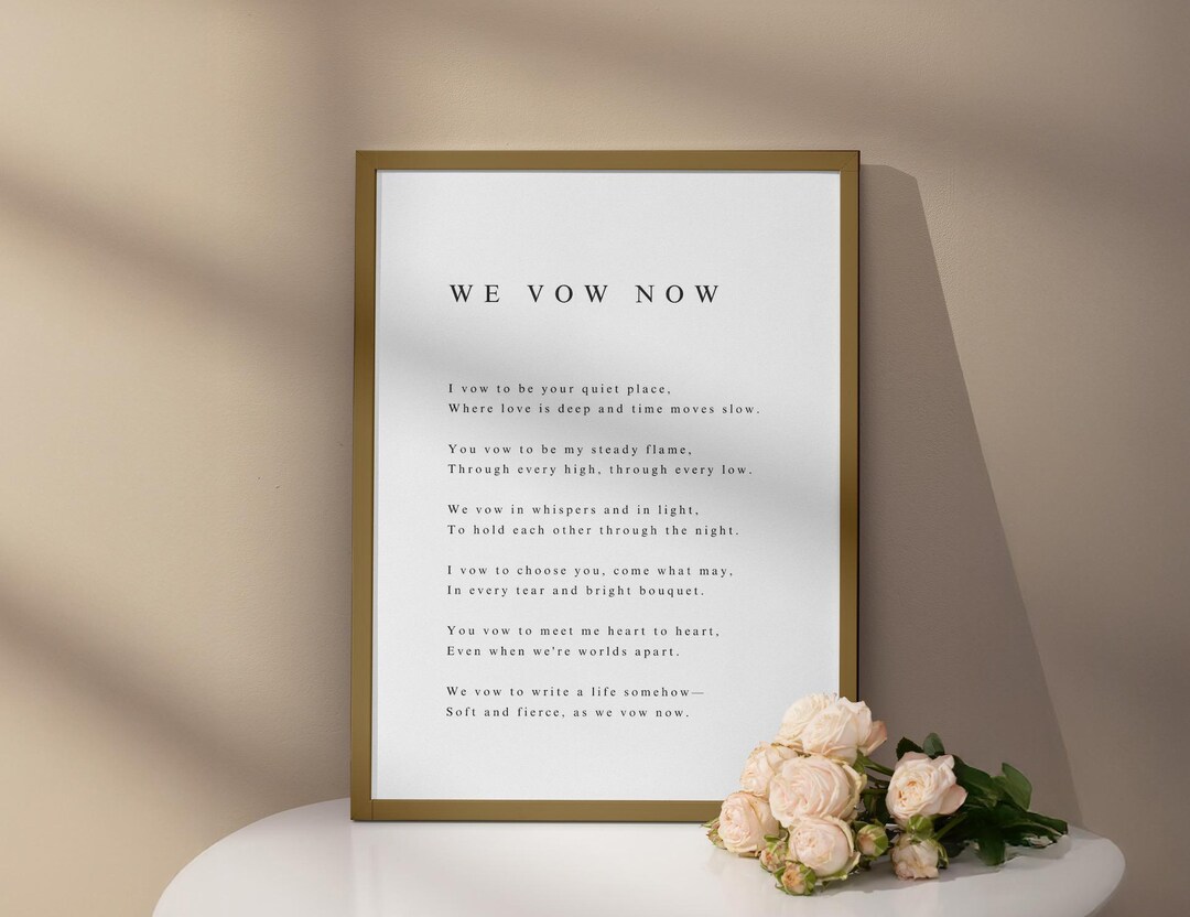 We Vow Now Printable Poem | 8 X10 Print Wall Art Wedding Poetry | Vow ...