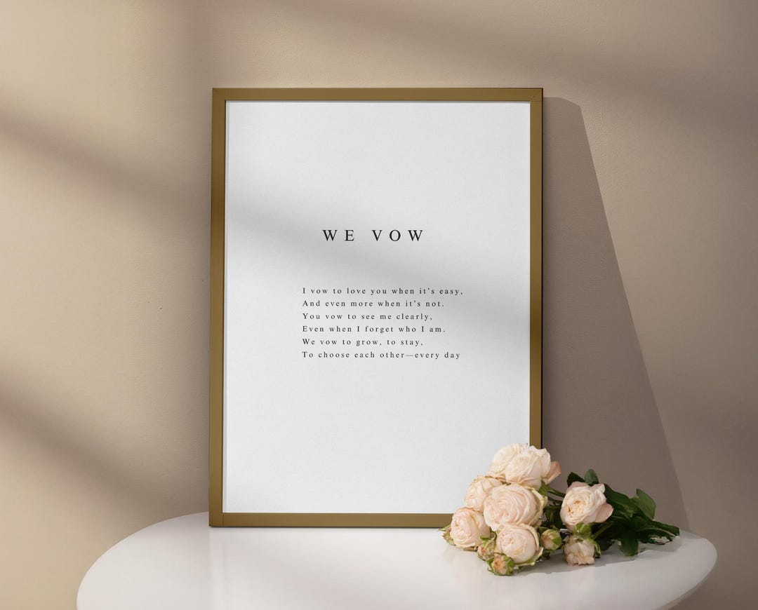 We Vow Printable Poem | 8 X10 Print Wall Art Wedding Poetry | Vows ...
