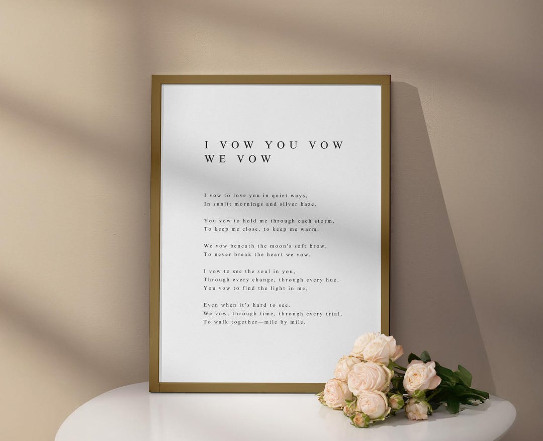 I Vow Printable Poem | 8 X10 Print Wall Art Wedding Poetry | Vows ...