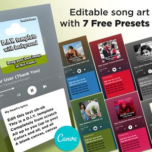 Spotify Style Lyrics Template | Editable Digital Poster | Custom Song ...