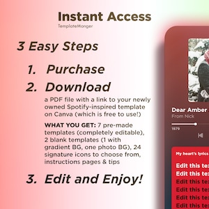 Spotify Style Lyrics Template | Editable Digital Poster | Custom Song ...