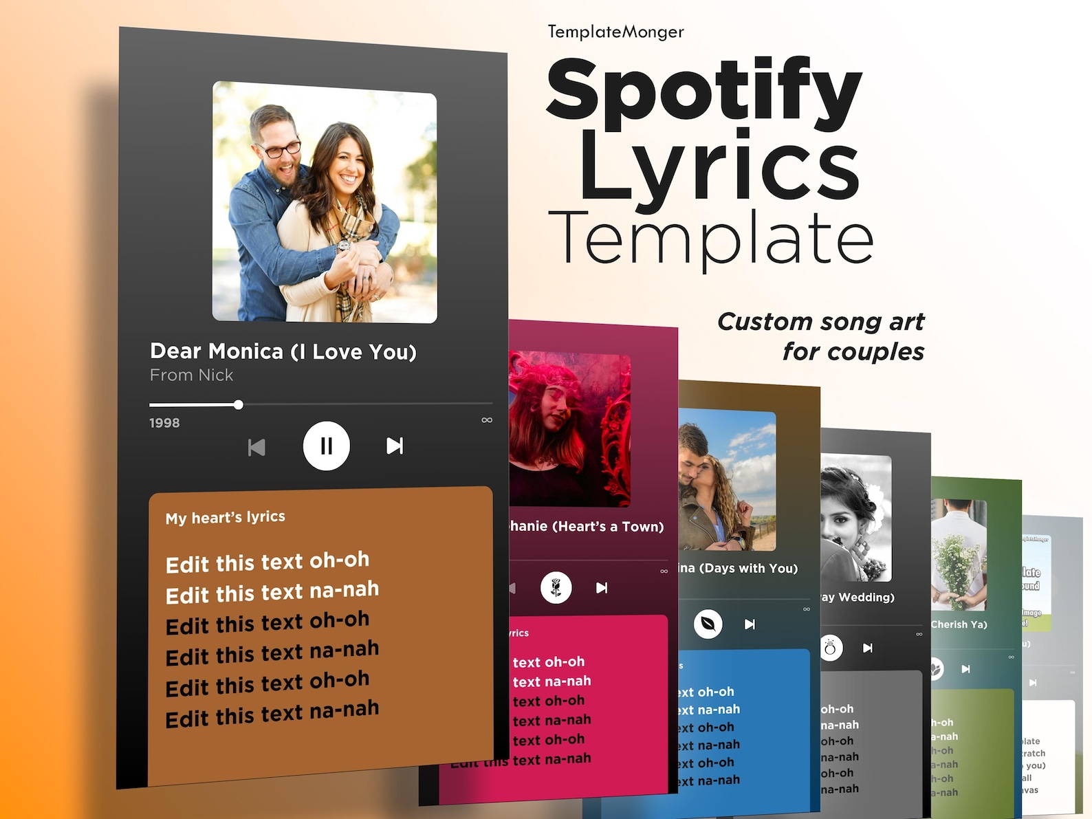 Spotify Style Lyrics Template | Editable Digital Poster | Custom Song ...