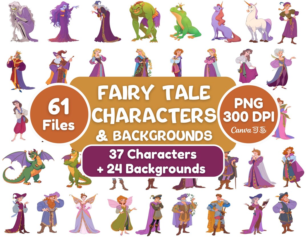 Fairy Tale Characters Clipart, Cute Storybook Characters, Magical Fairy ...