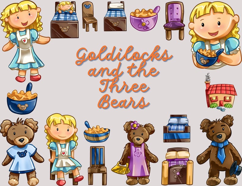 Fairy Tale Clipart, Three Little Pigs, Little Red Riding Hood, Rapunzel ...