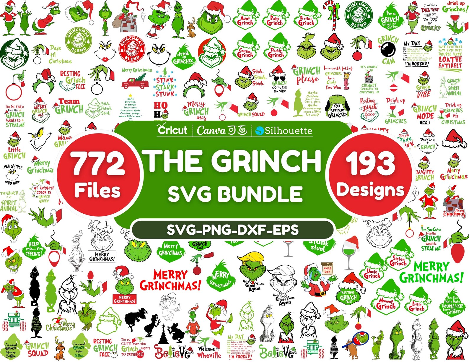 Christmas Svg Bundle, Grinch Svg Bundle, the Grinch Svg, Grinch Face ...