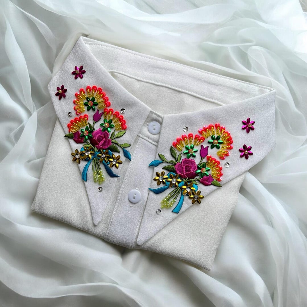 Hmong Faux Tsho Dawb Cog Ci Beaded U-shaped Bib Collar | Wear Under ...