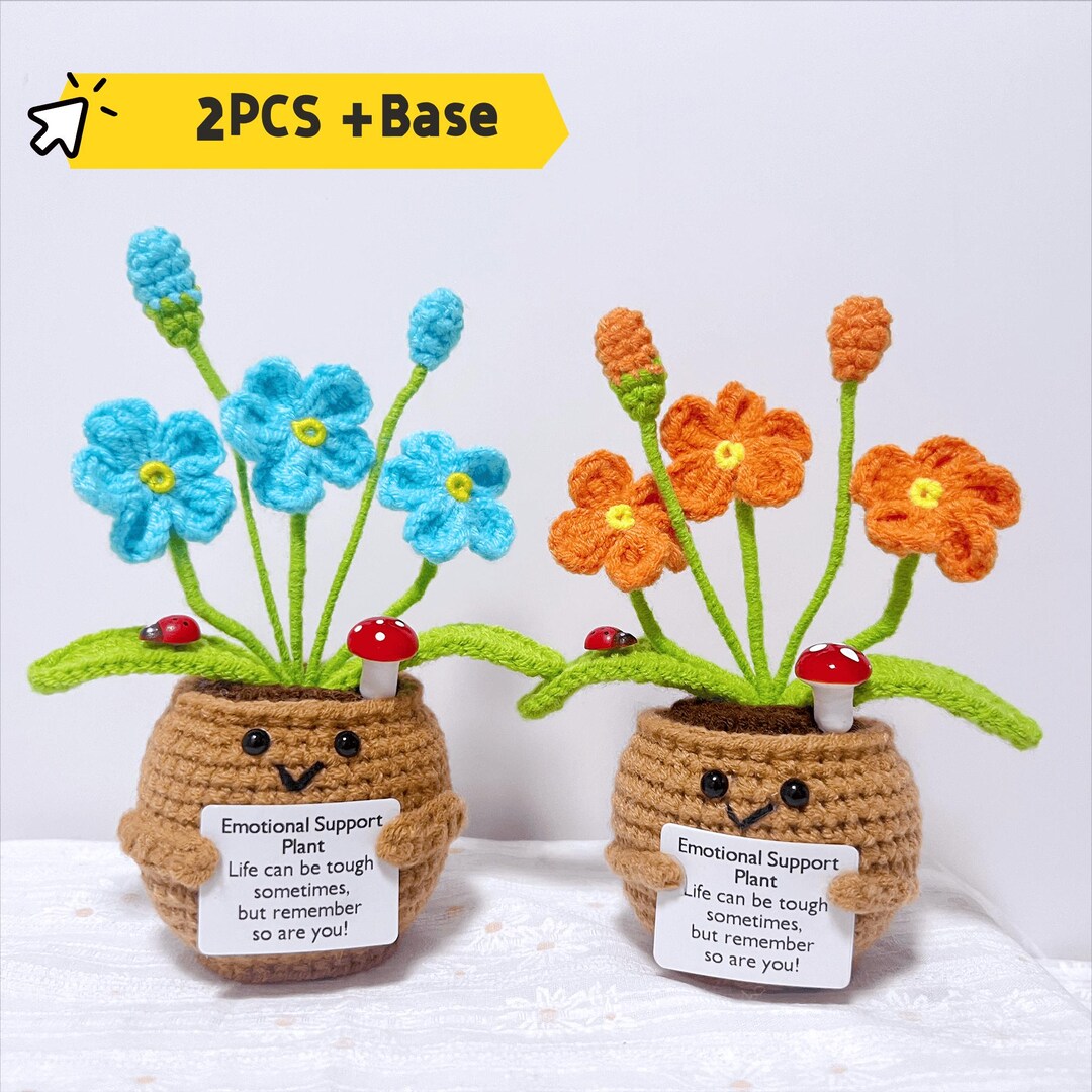 Cute 2 Handmade Crochet Hooks, Forget Me Not Potted Plants, Emotional ...
