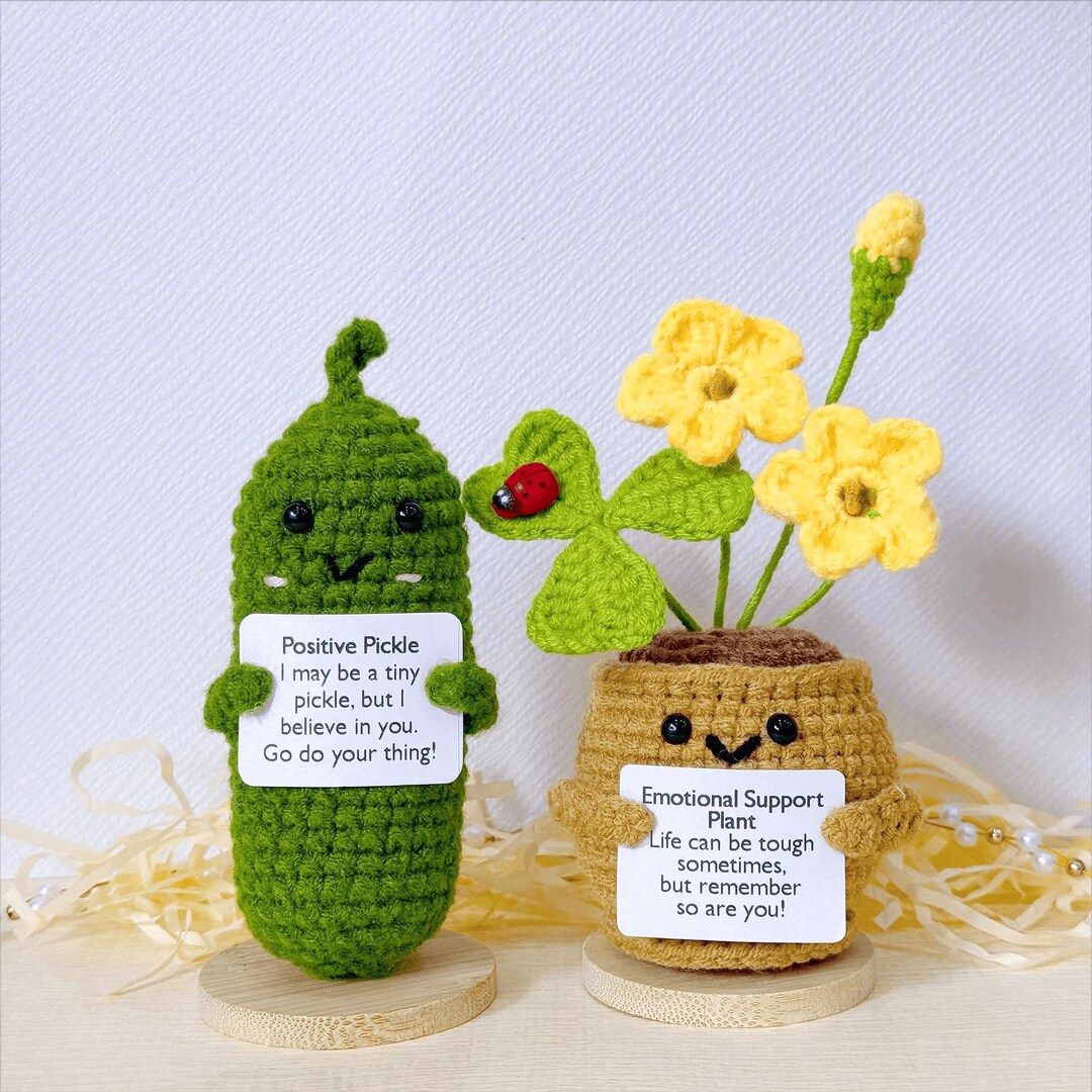 Handmade Crochet Three-leaf Clover, Pickle, Cute Crochet Plant ...