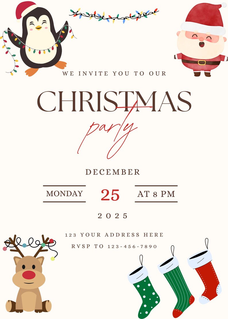 Cute Christmas Party Invitation - Etsy UK