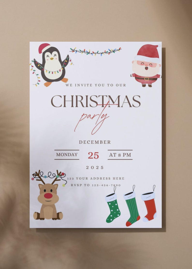 Cute Christmas Party Invitation - Etsy UK
