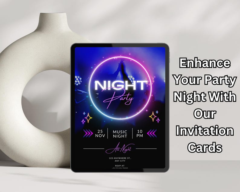 Elegant Night Party Invitation Template | Editable Digital Invite - Etsy