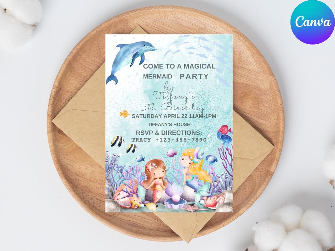 Editable Mermaid Birthday Invitation, Mermaid Party Invite, Mermaid ...