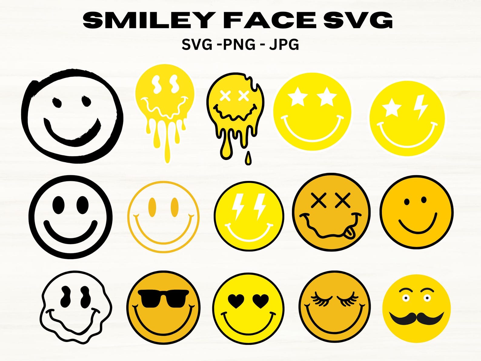 Smiley Face Svg ,smiley Face Svg Bundle, Heart Svg, Smiley Svg, Drippy ...