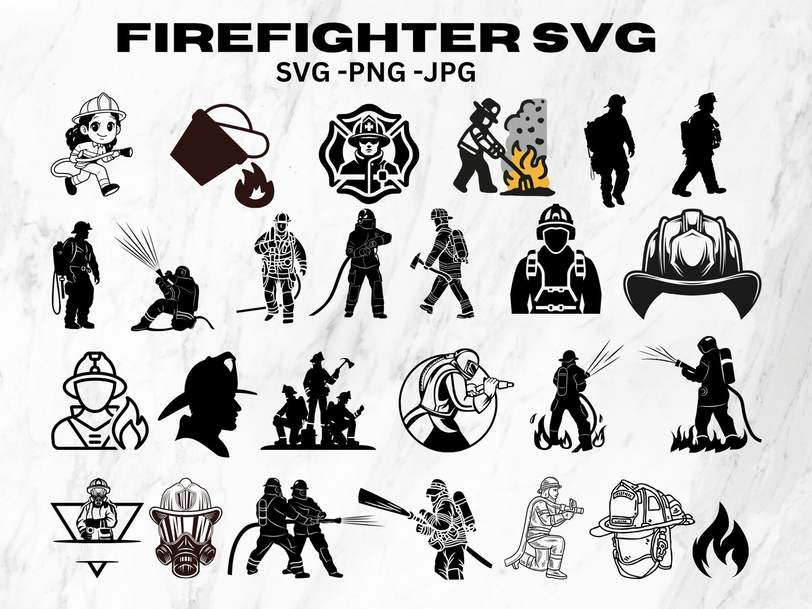 Firefighter SVG Bundle, Firefighter PNG Bundle, Firefighter Clipart ...