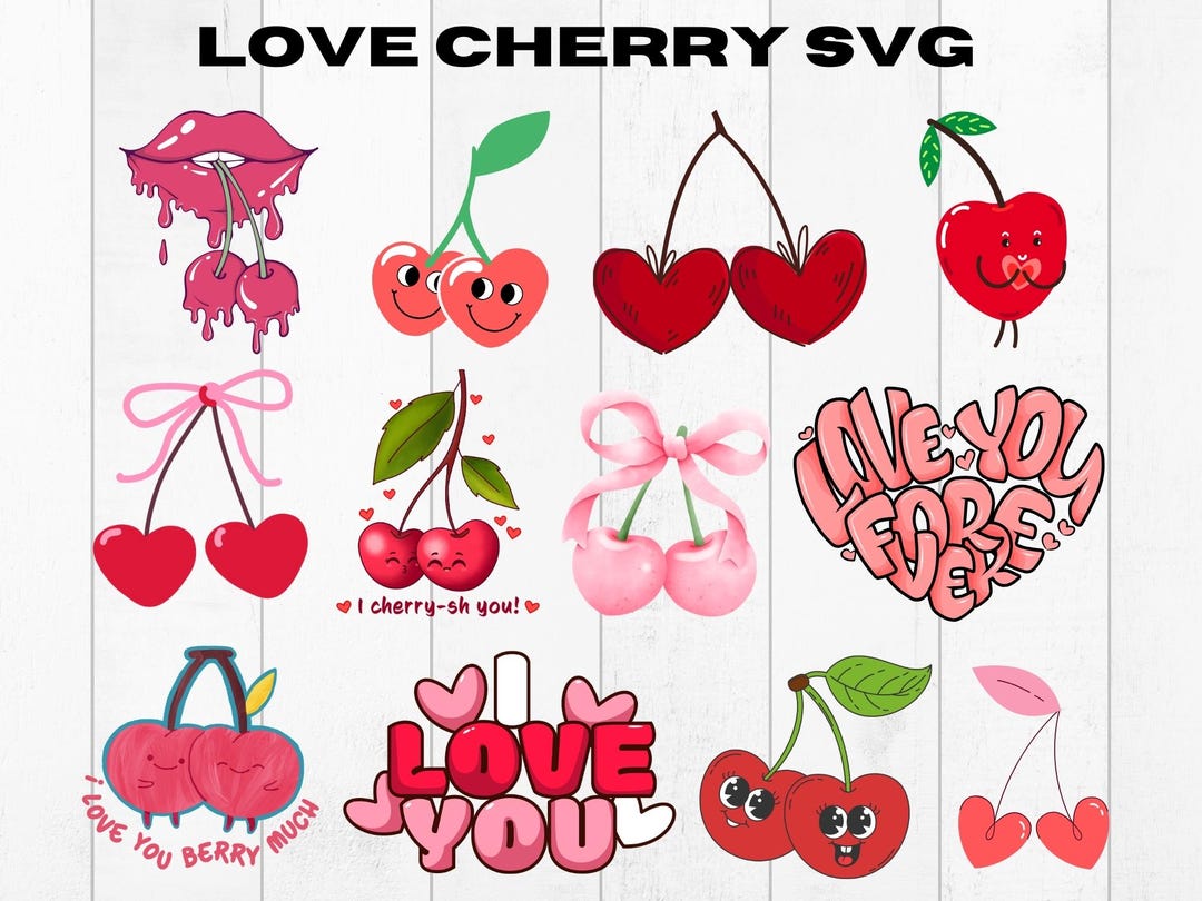 Love You Cherry Svg ,cherry Svg ,cherry Clipart ,valentine Png ...