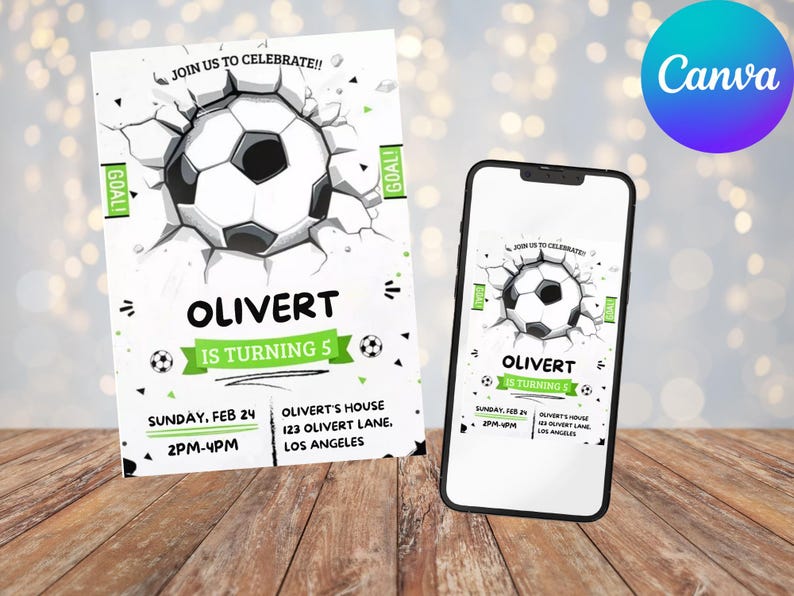 Editable Soccer Birthday Invitation Football Party Invite Party Girl ...