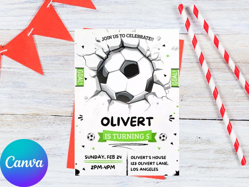 Editable Soccer Birthday Invitation Football Party Invite Party Girl ...
