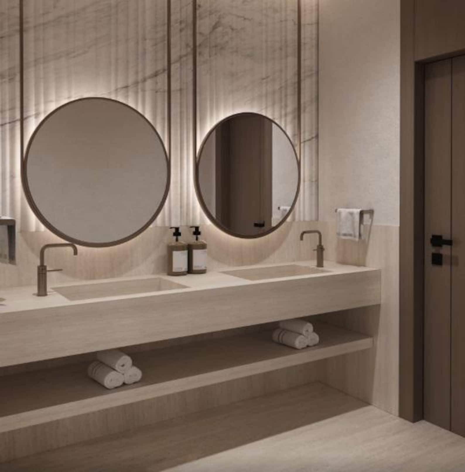 Travertine Double Sink With Concealed Drain, Natural Stone Stylish ...