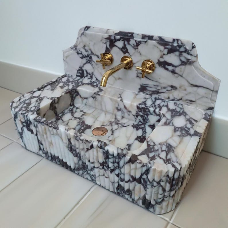 Calacatta Viola Marble Sink, Custom Order Sink, Hand Carved Washbasin ...