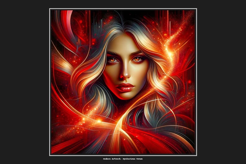 Enigma in Red A Striking Modern Female Portrait - Etsy