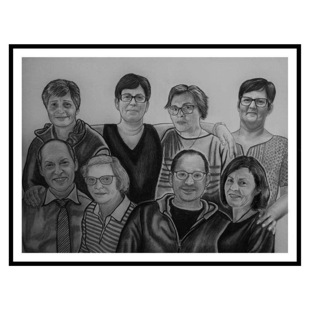 Custom Combined Drawing From Separate Photos| Family Portrait Drawing ...