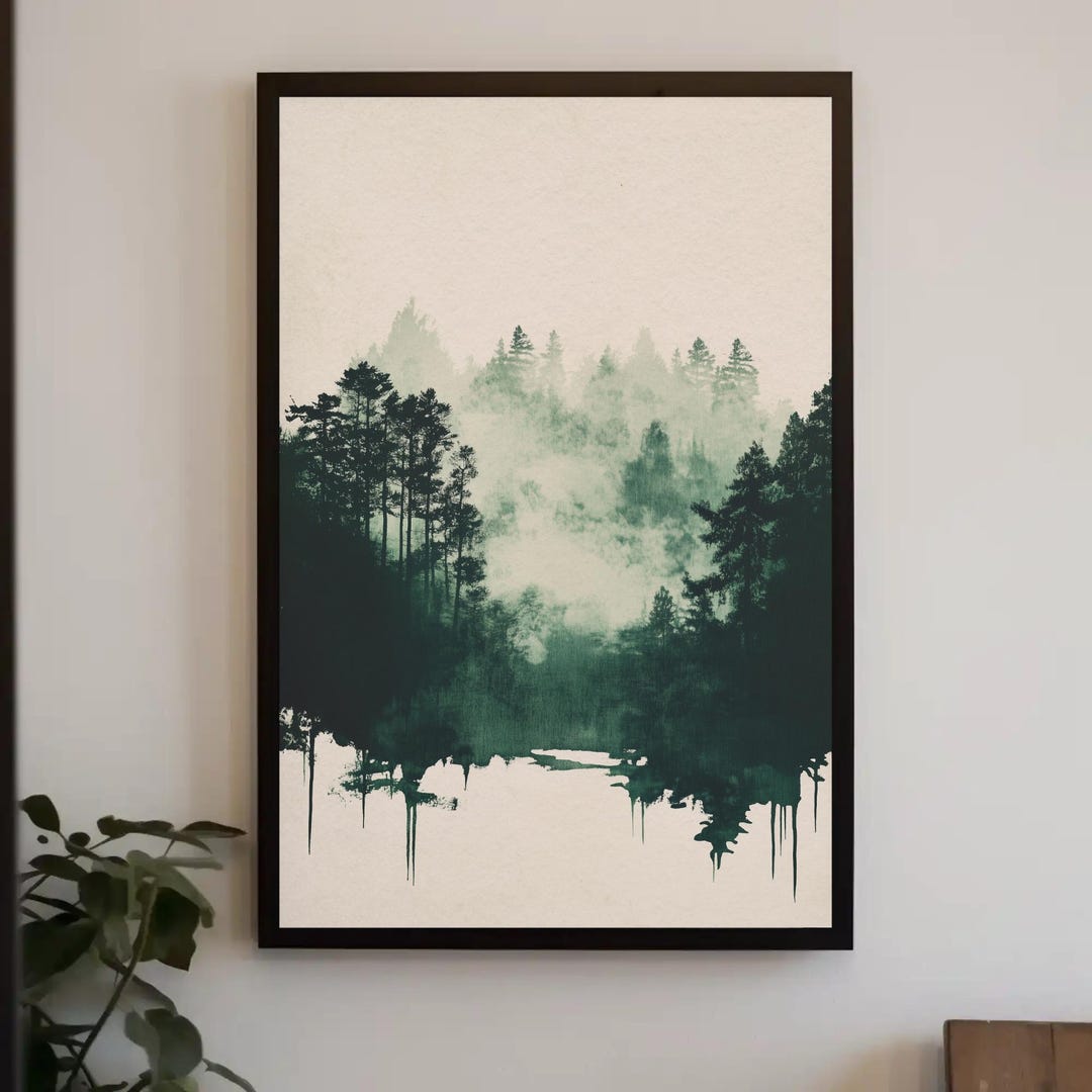 Digital Download Japanese Wall Art Print Misty Japanese Forest Ink ...
