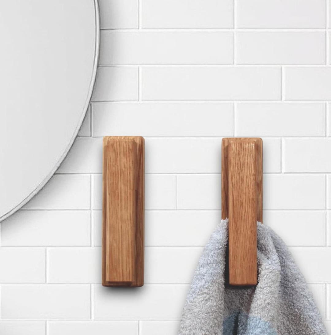 Handcrafted Wooden Wall Towel Rack With Marbles - Modern & Functional ...