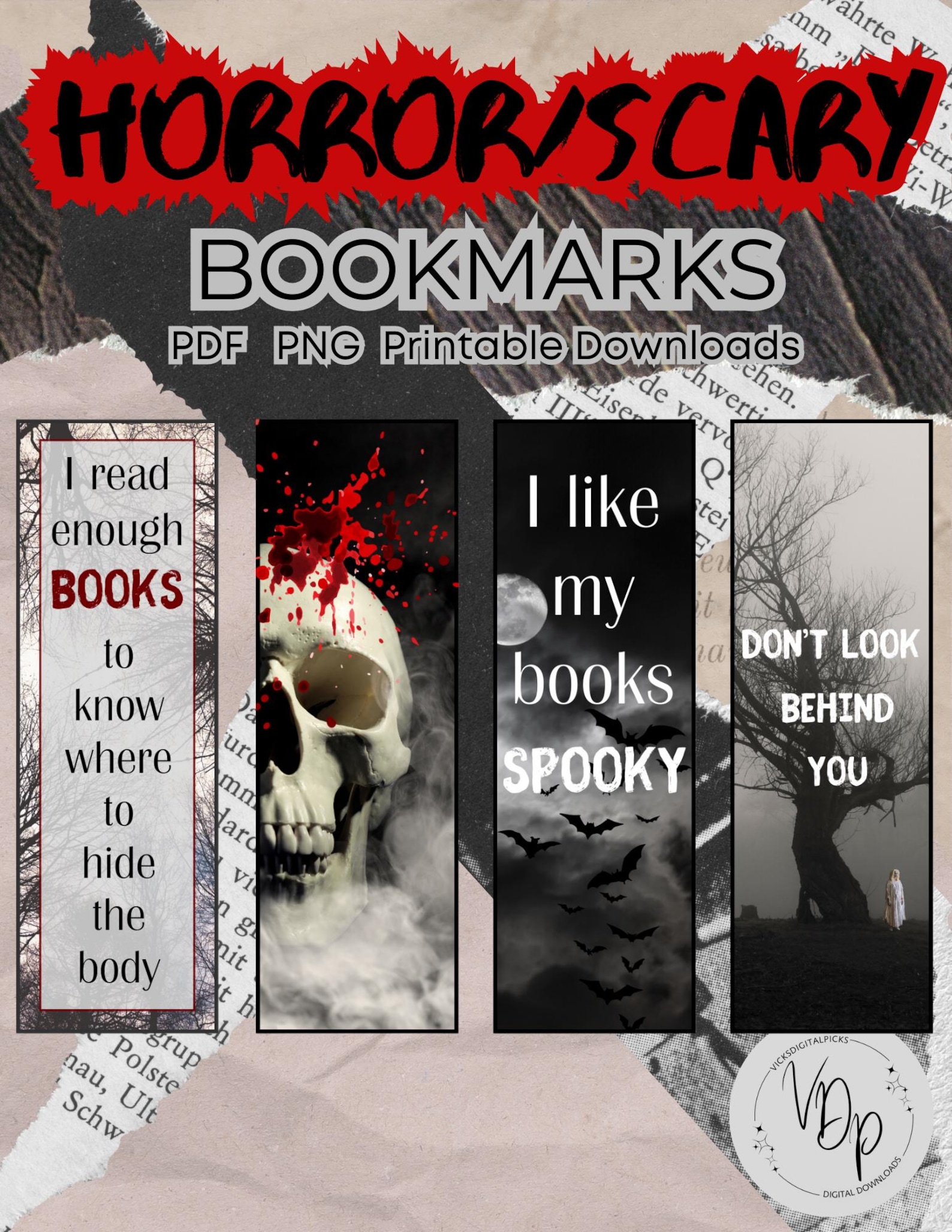 Horror/scary Printable Bookmark-print From Home! - Etsy